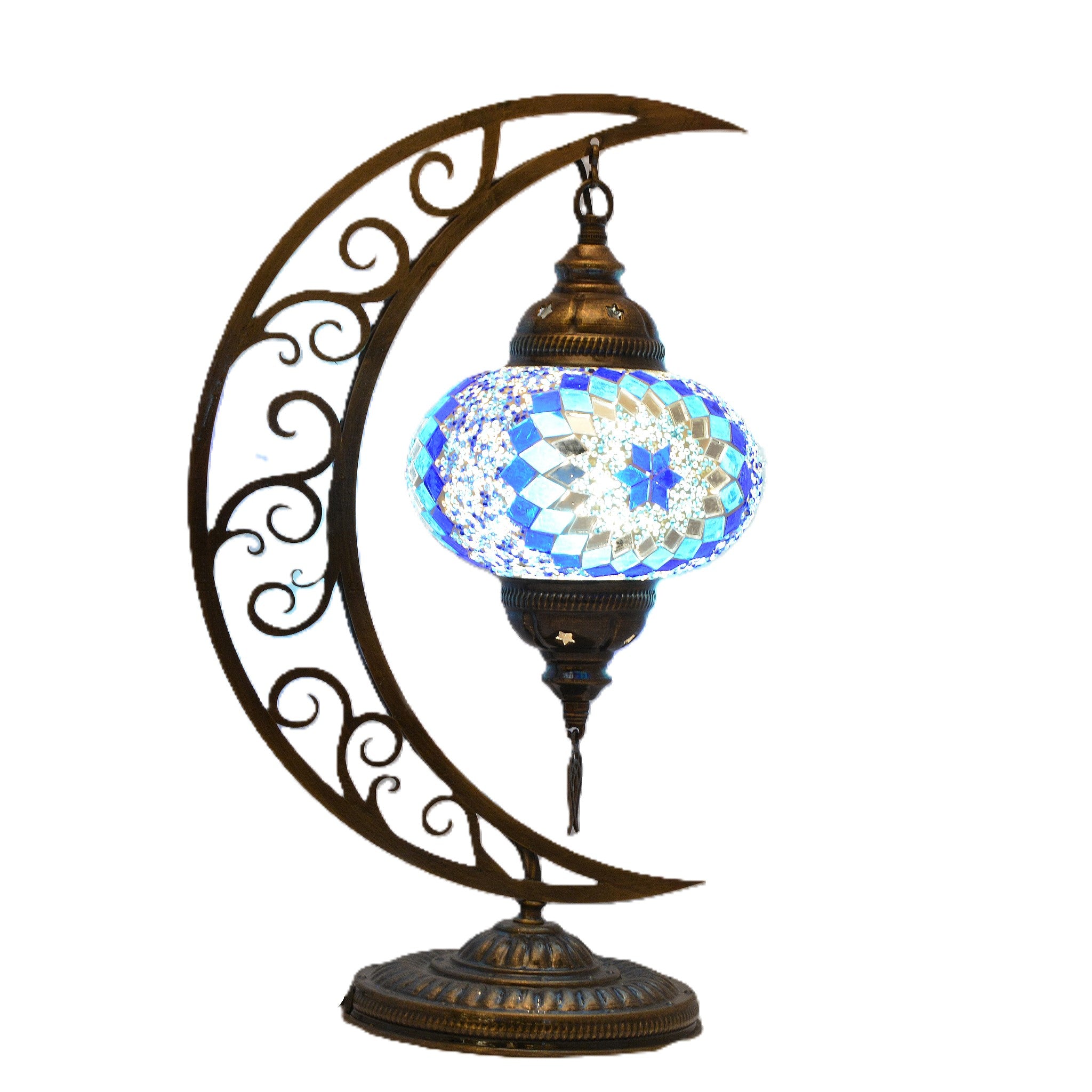86527 - 7" PRESSED MOSAIC SHADE "CRESCENT MOON" TABLE LAMP – Import Corner